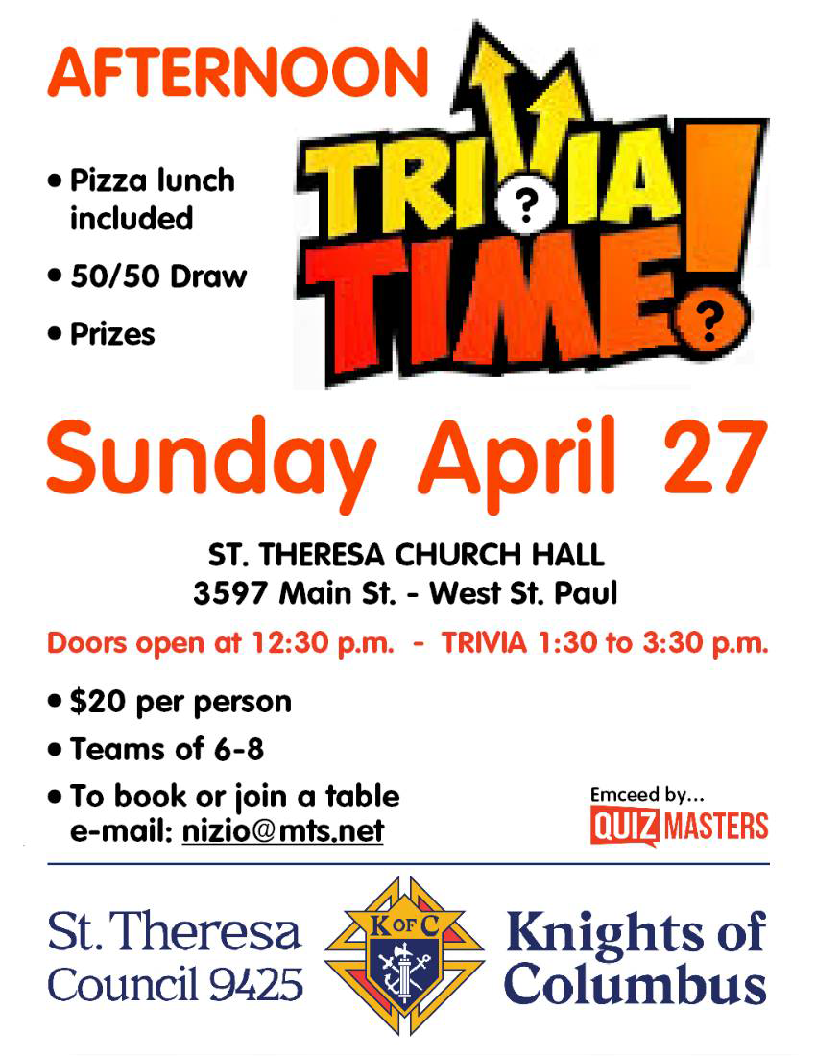Afternoon Trivia Event - Archdiocese of Winnipeg